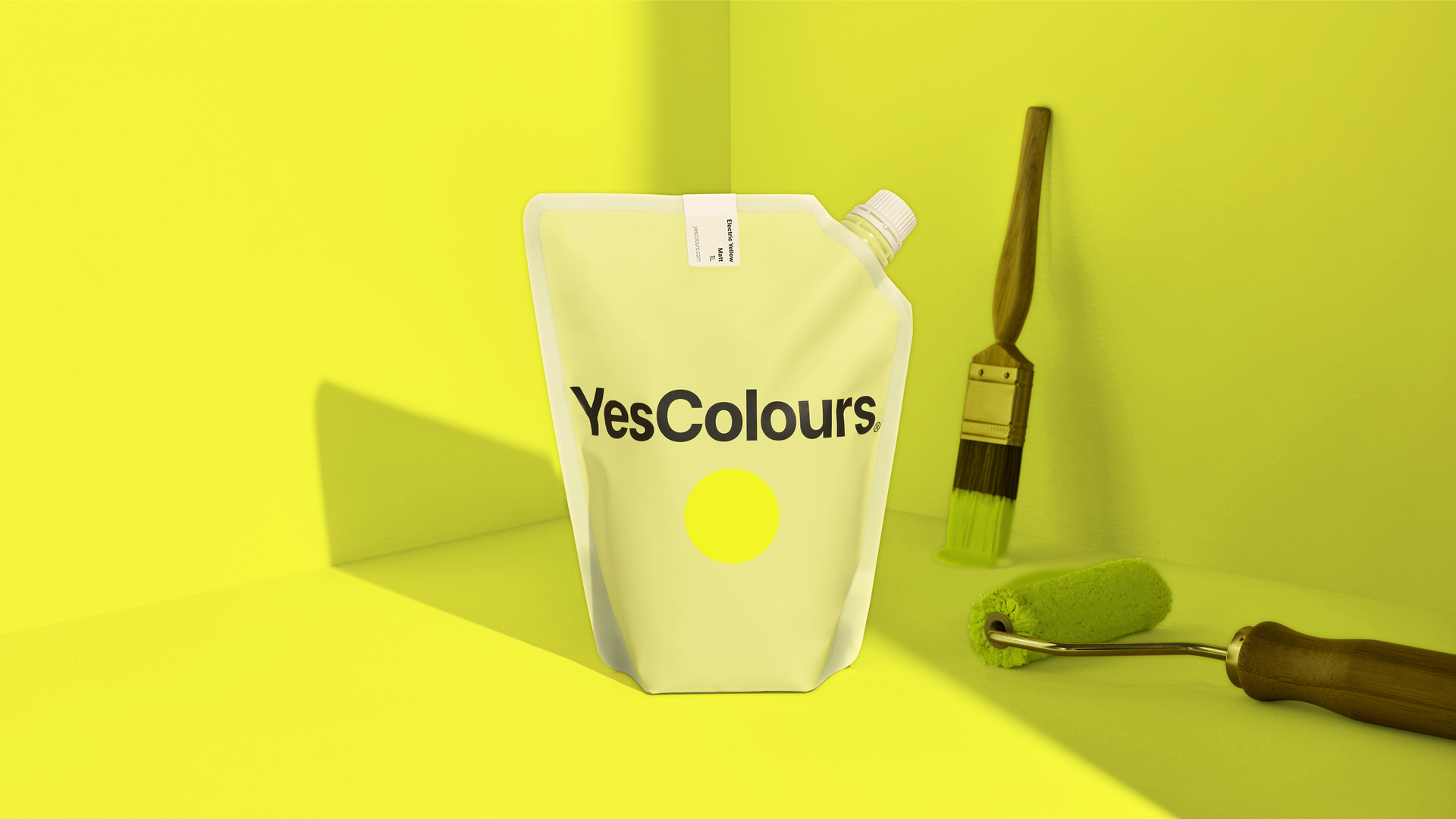 YesColours | Electric Yellow Matt Emulsion Interior Wall Paint | YesColours